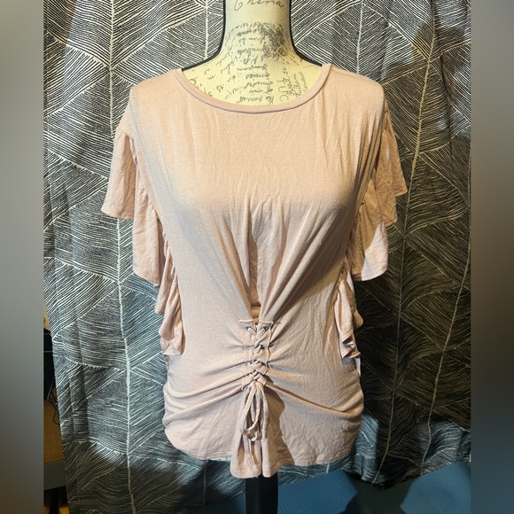 Express | Tops | Express Light Pink Ruffle Top | Poshmark